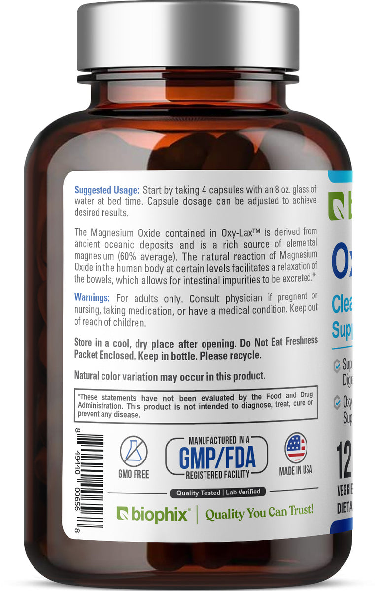 biophix Oxy-Lax 750 mg 120 Vegetarian Capsules – Biophix