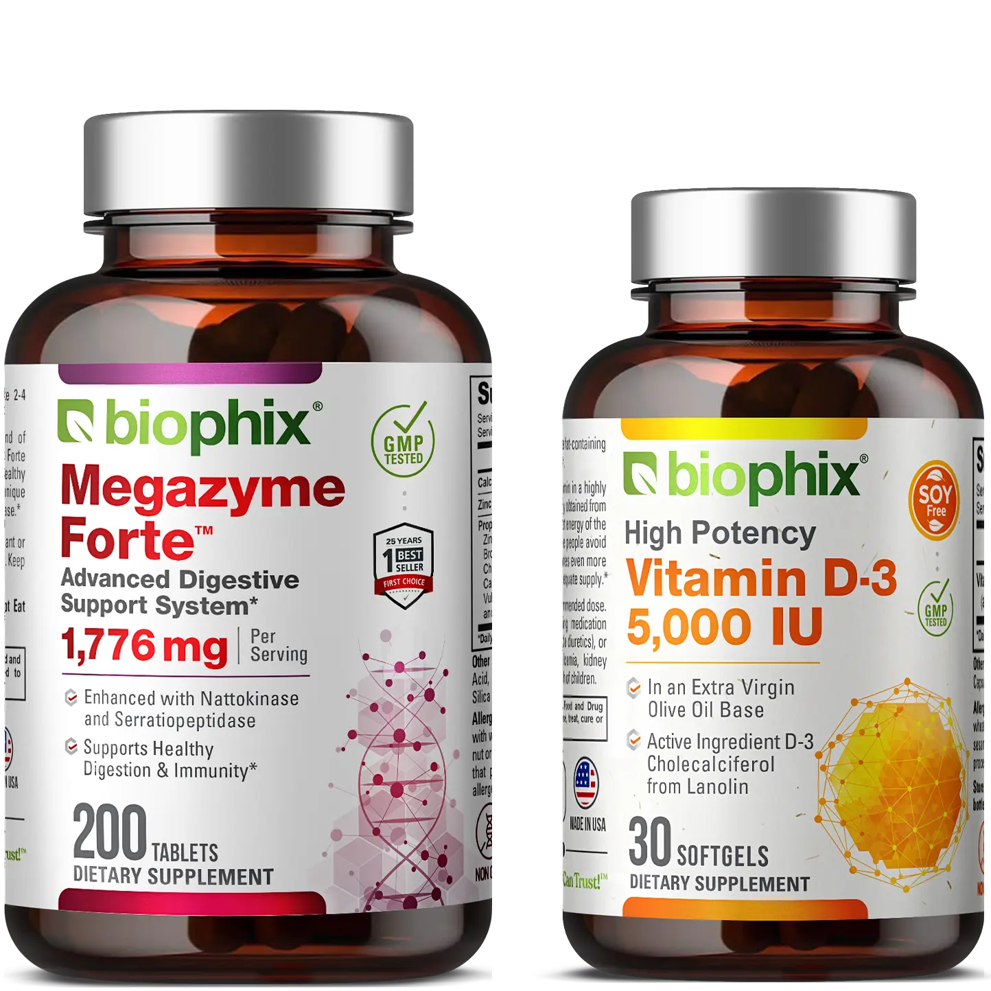 Megazyme Forte Optimized 200 Tablets with Free Vitamin D-3 5000 IU 30 ...